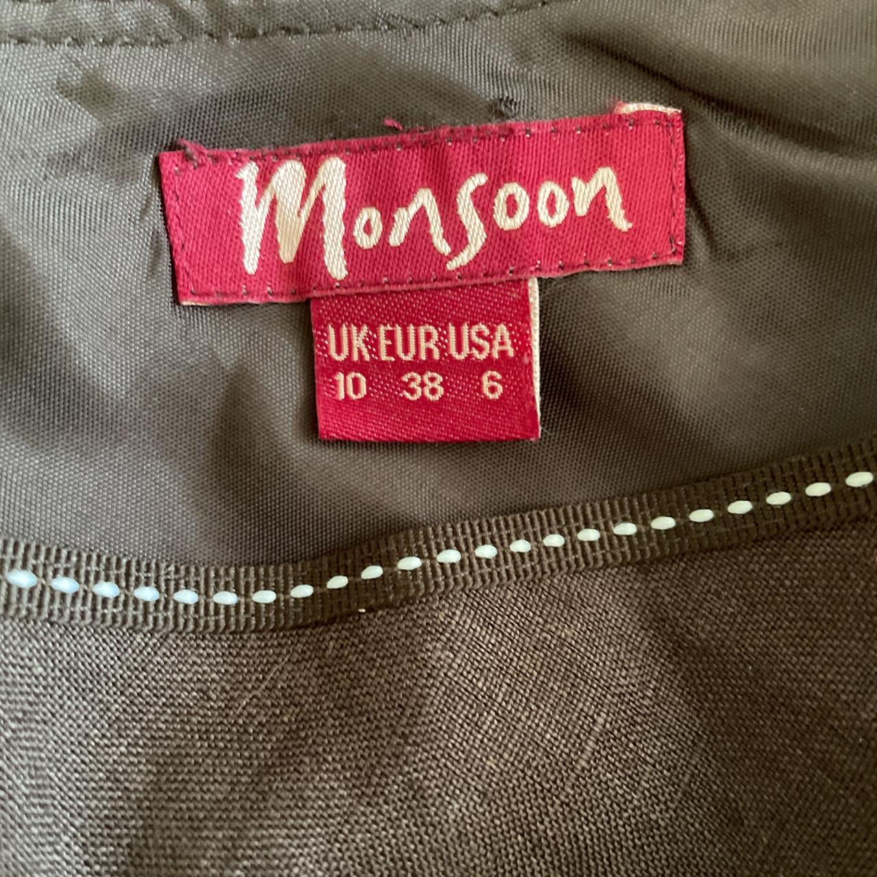 Monsoon women’s brown linen skirt UK10 (G12) - Depop