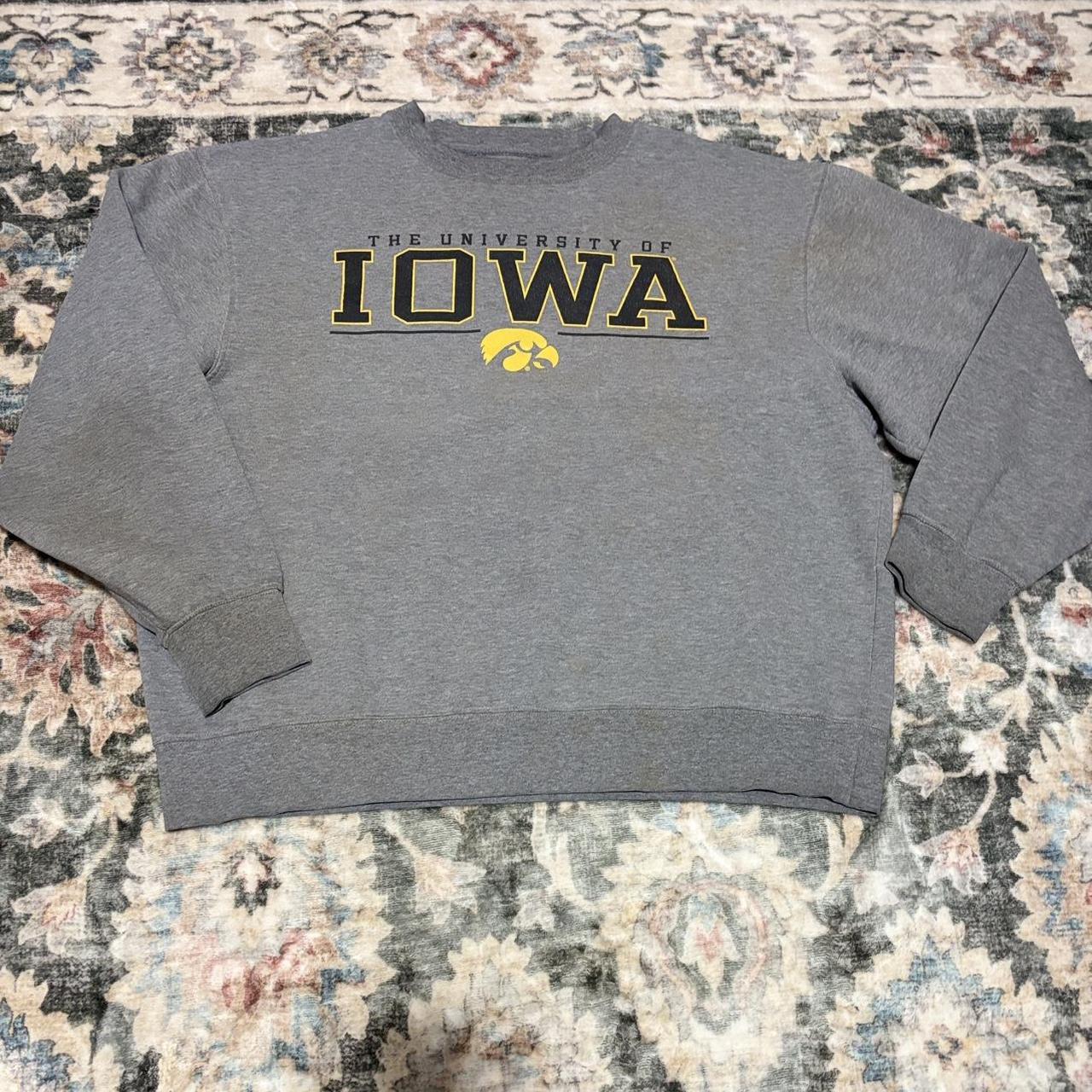 Vintage Grey University of Iowa crewneck sweatshirt... - Depop