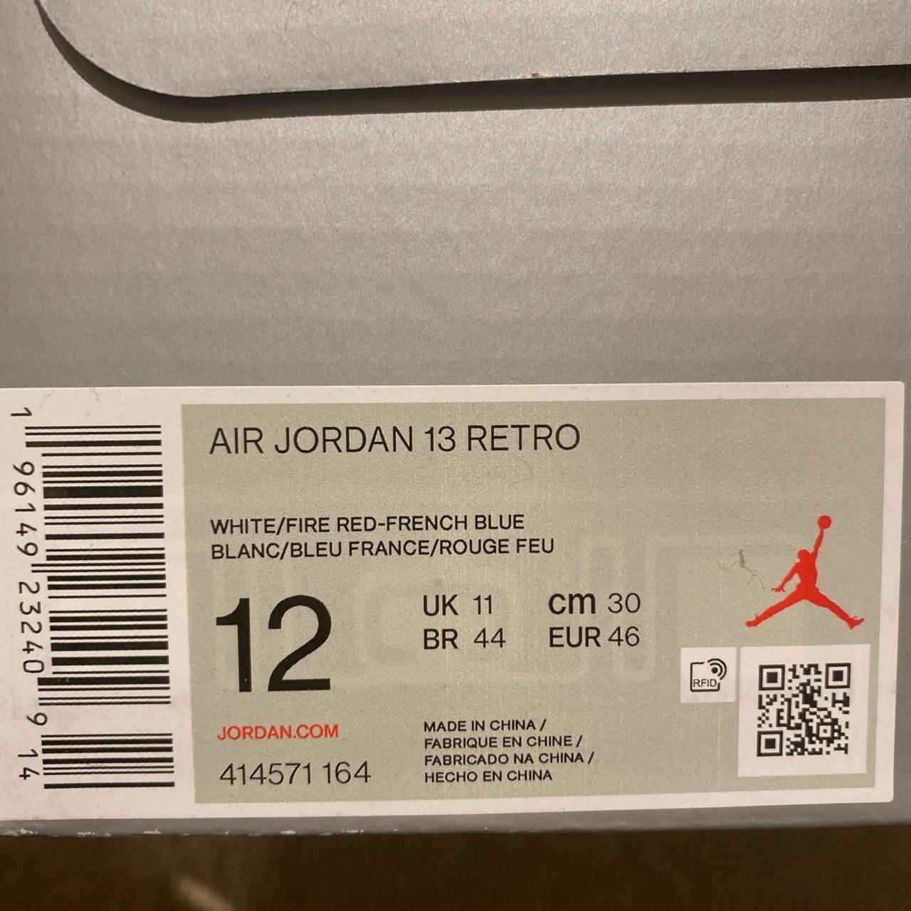 Air Jordan 13 retro with og box White blue Size... - Depop