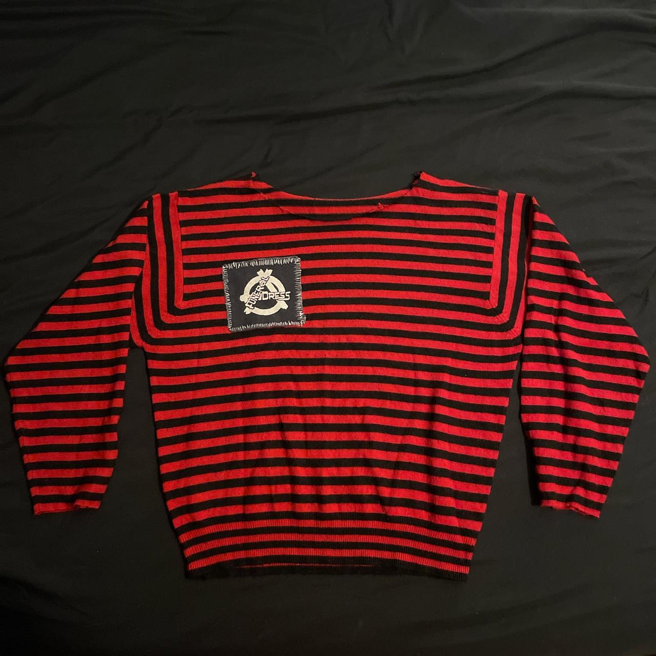 super cool red & black emo sweater! it has no brand... - Depop