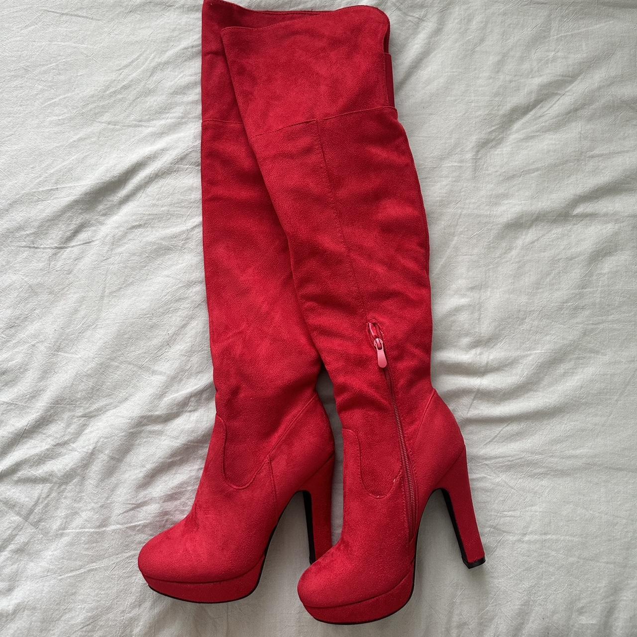 tall red boots!! perfect for a night out or costume! - Depop