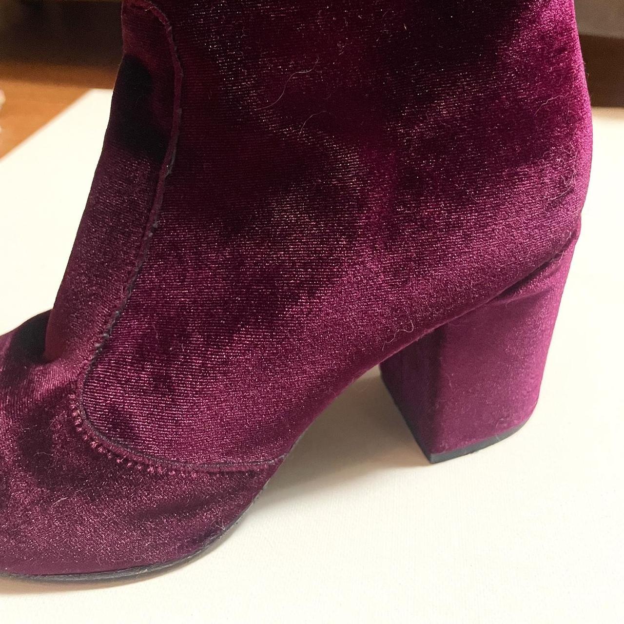 Red- Violet velvet boots SIZE 6 #boots #velvet #fall... - Depop