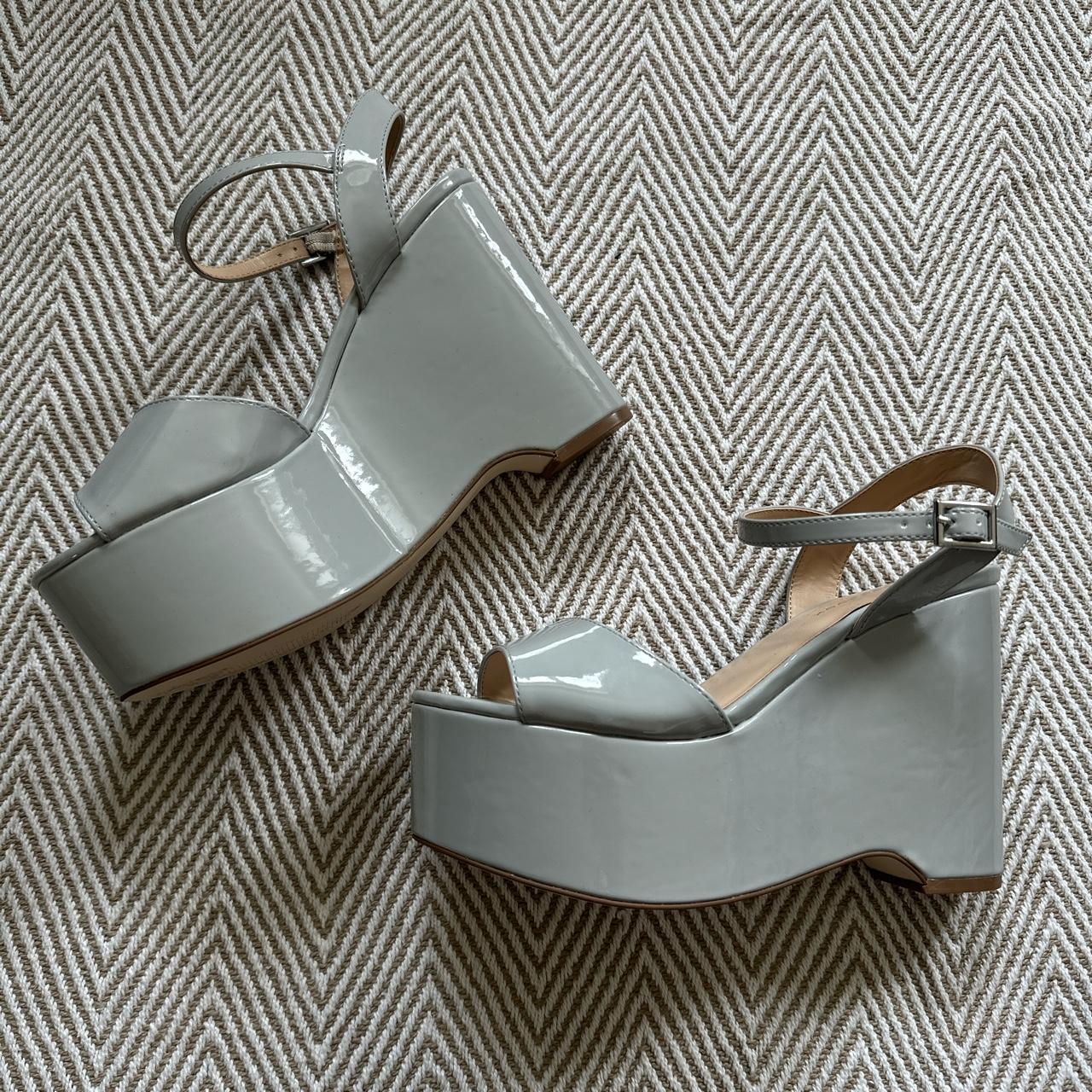 NEW LOOK Light grey platform heels, Size 5, was... - Depop