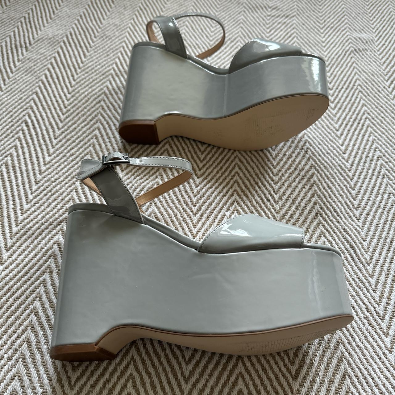 NEW LOOK Light grey platform heels, Size 5, was... - Depop
