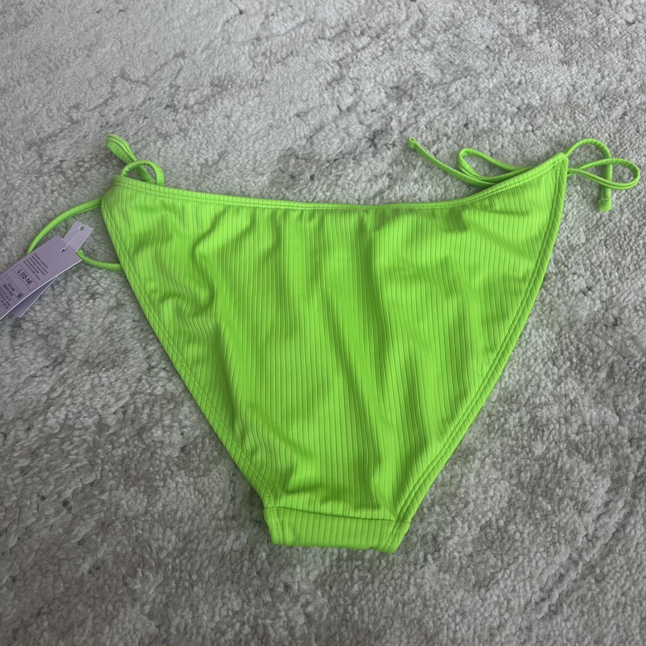 Neon green side tie bikini bottoms from target.... - Depop