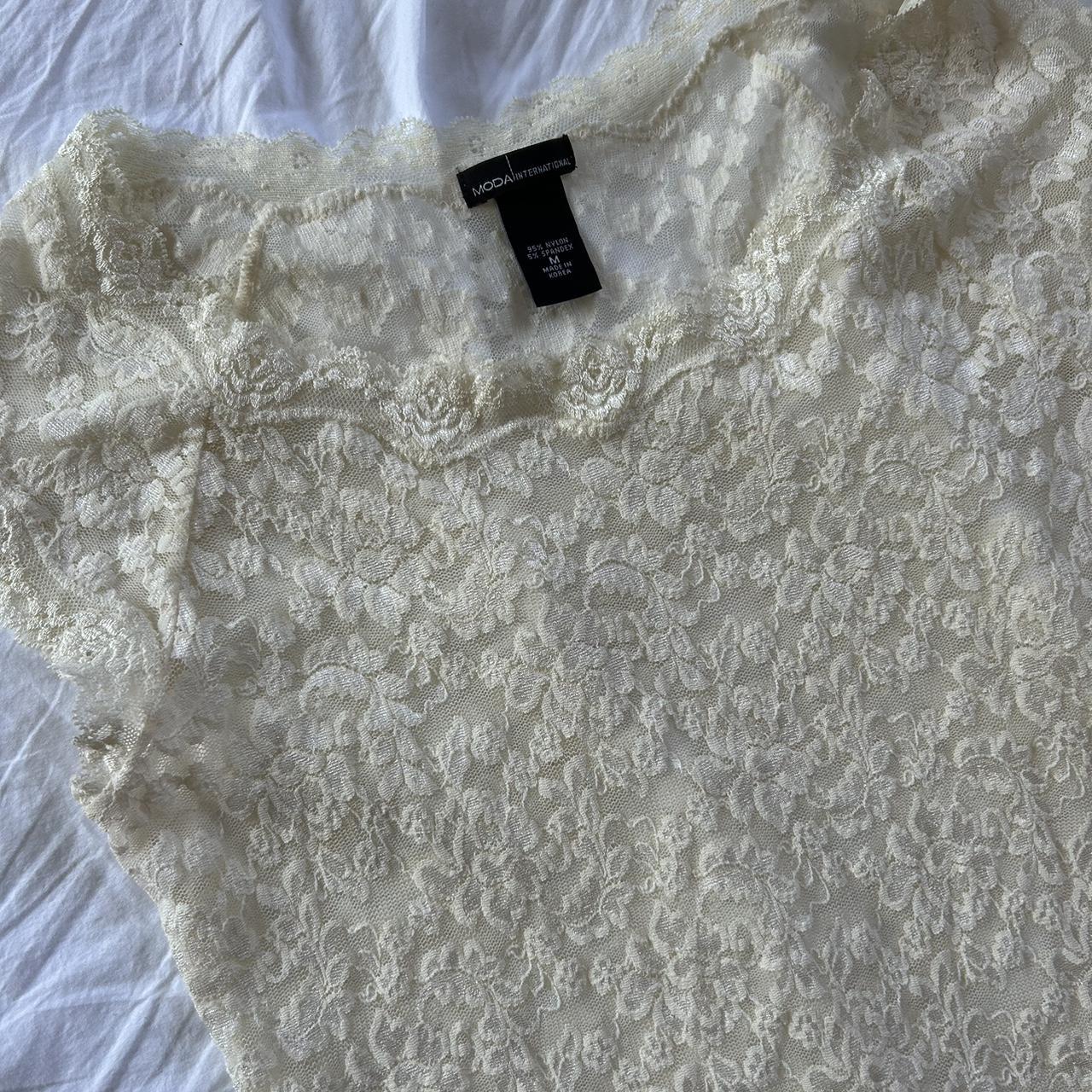 Vintage moda international lace short sleeved... - Depop