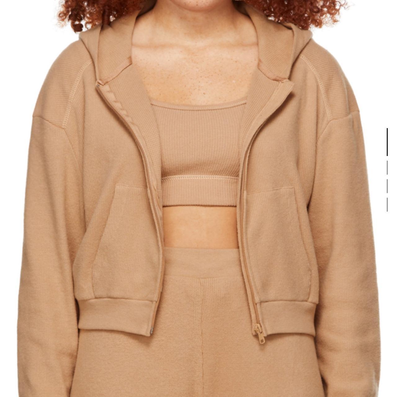 Skims Tan Waffle Zip Up Hoodie Never worn in... - Depop