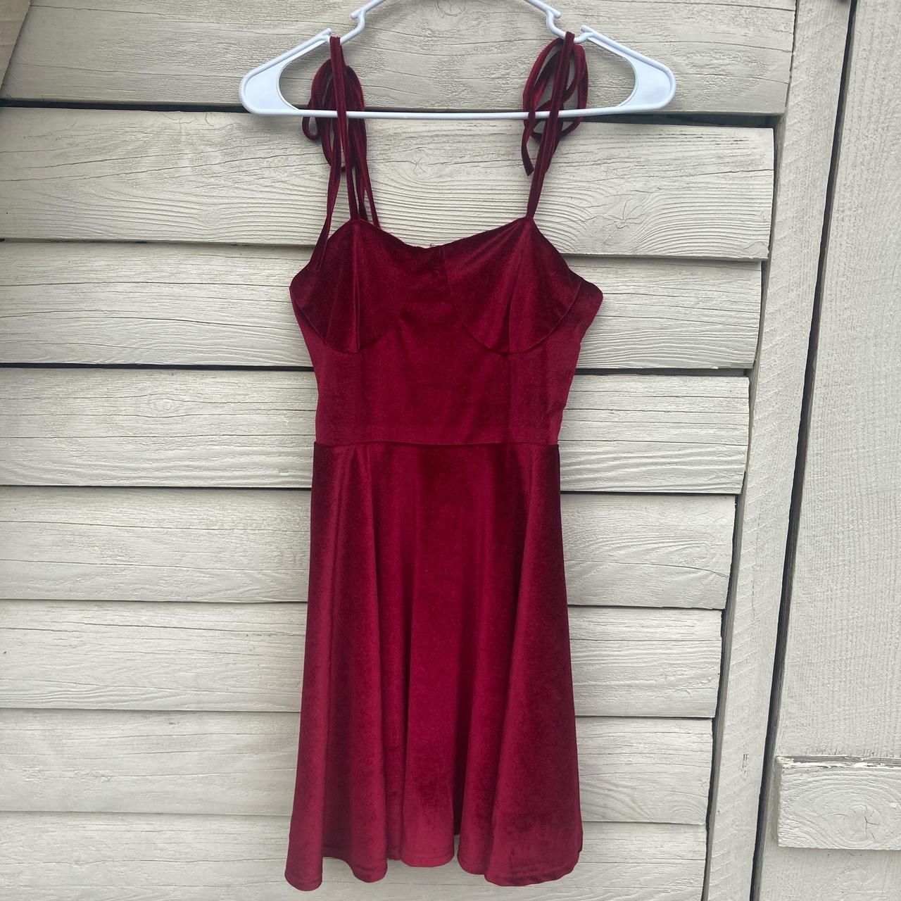Dark red velvet dress with zipper closure. Perfect... - Depop