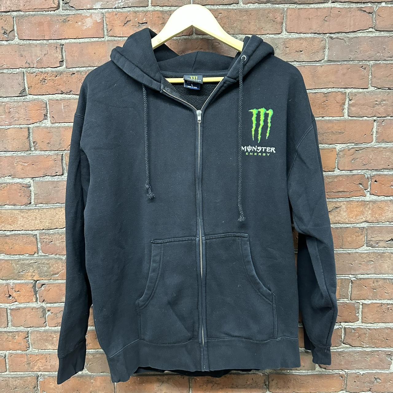 Black Monster Energy zip up hoodie #skater - Depop