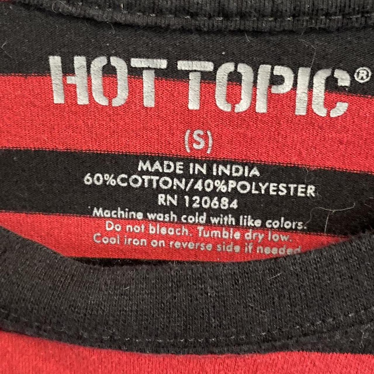 hot topic red and black striped long sleeve - Depop