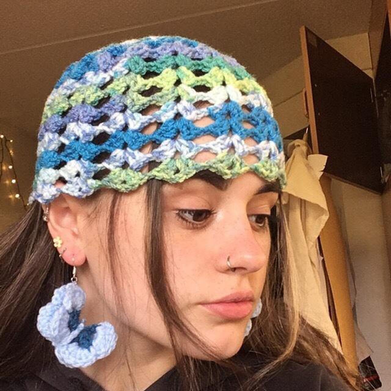Amazing hand made multi colour green and blue... - Depop