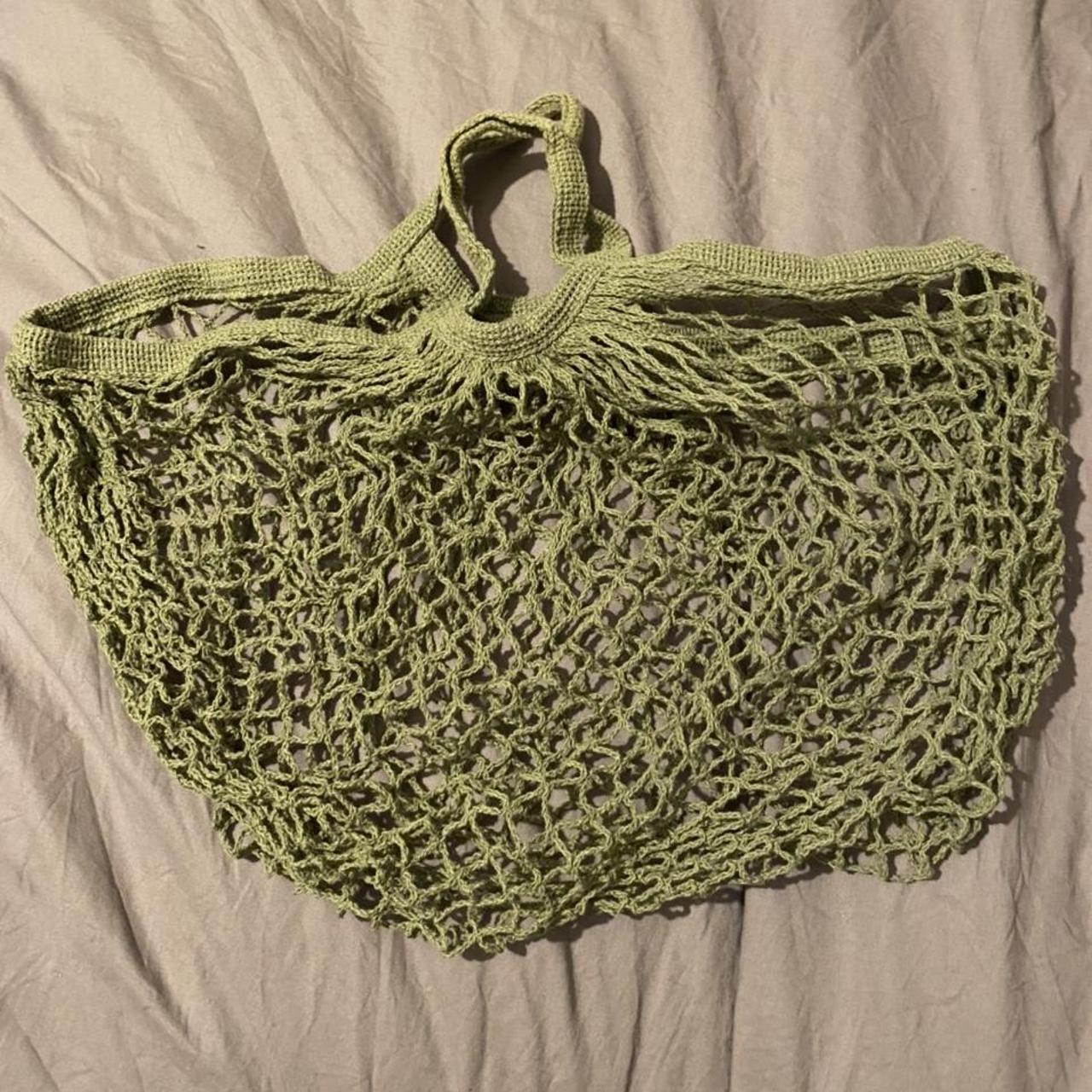 green tote bag fishnet tote bag so summery euro... | Depop