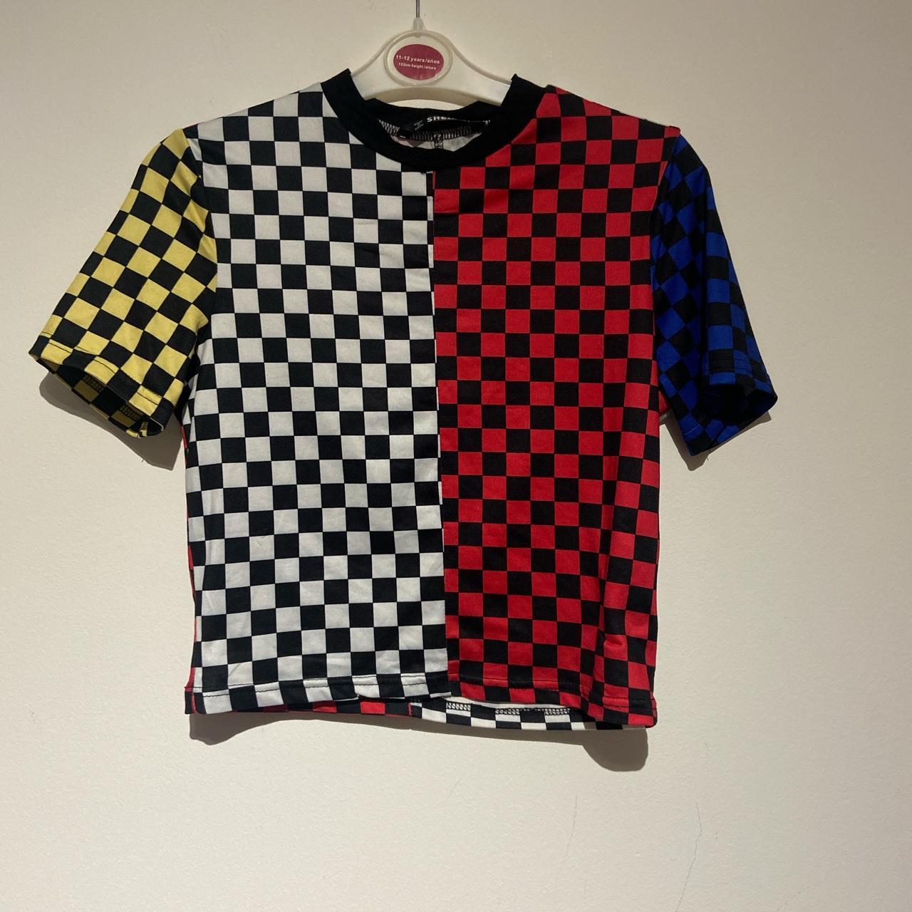 Red/white/black/yellow race track top From... - Depop