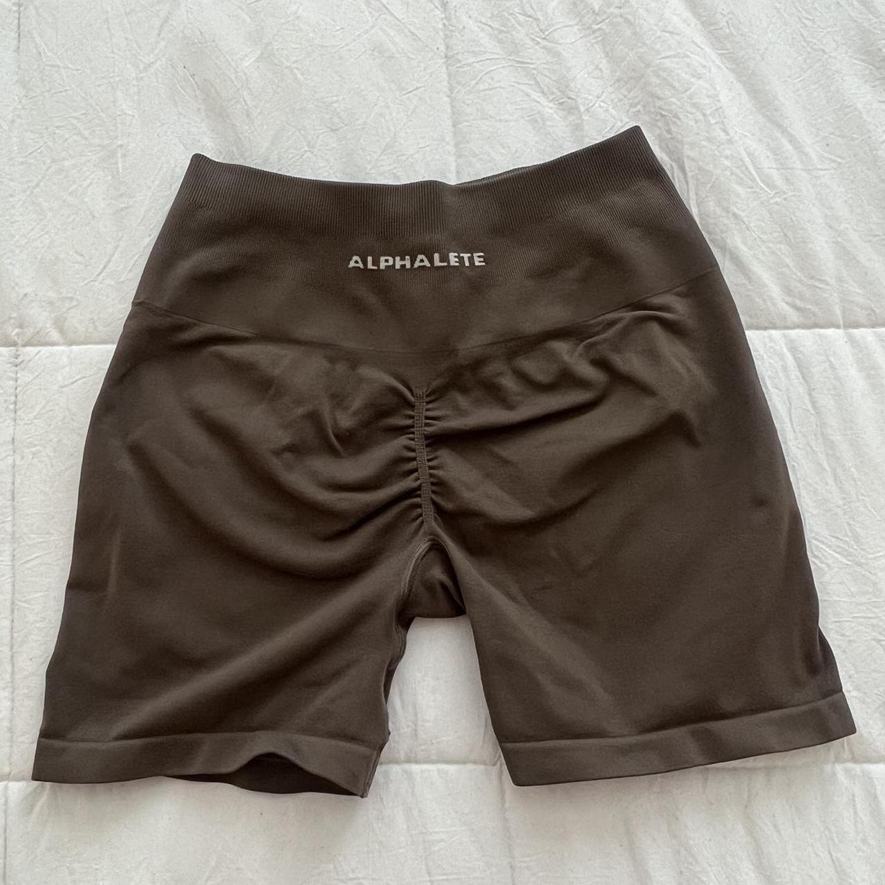 Alphalete amplify shorts in color Mocha Size medium - Depop
