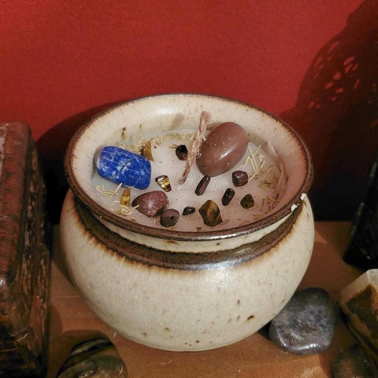 🧚🏻 cottage core crystal candle done in a vintage... - Depop