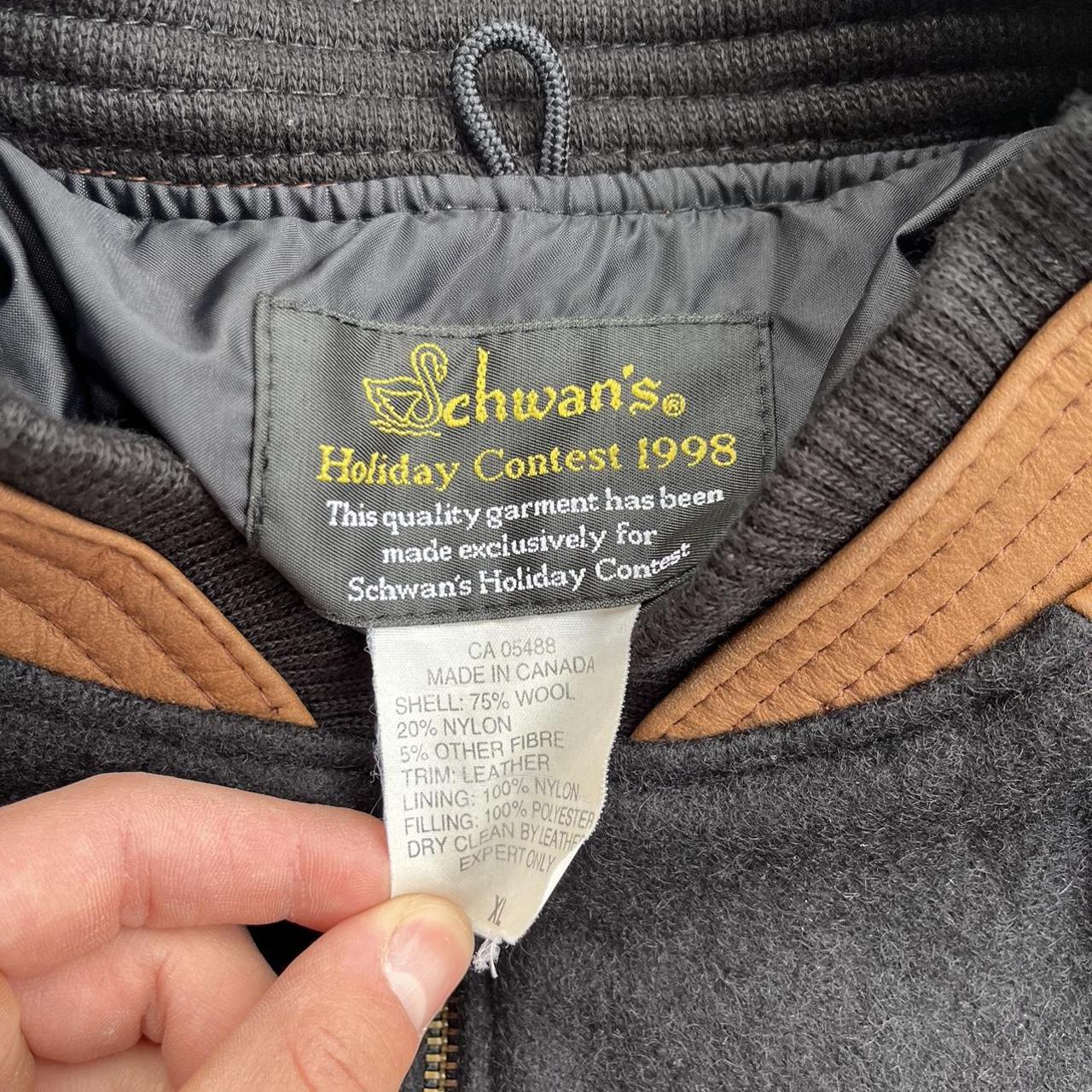 Vintage Schwan’s Leather/wool Bomber Jacket Size... - Depop