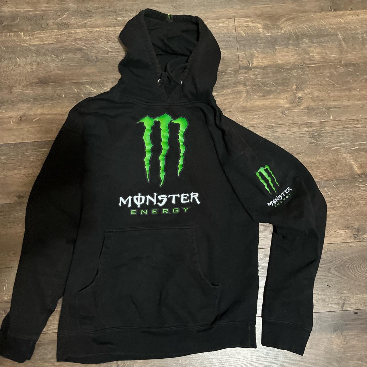 monster hoodie fits like a mens size L tag ripped... - Depop