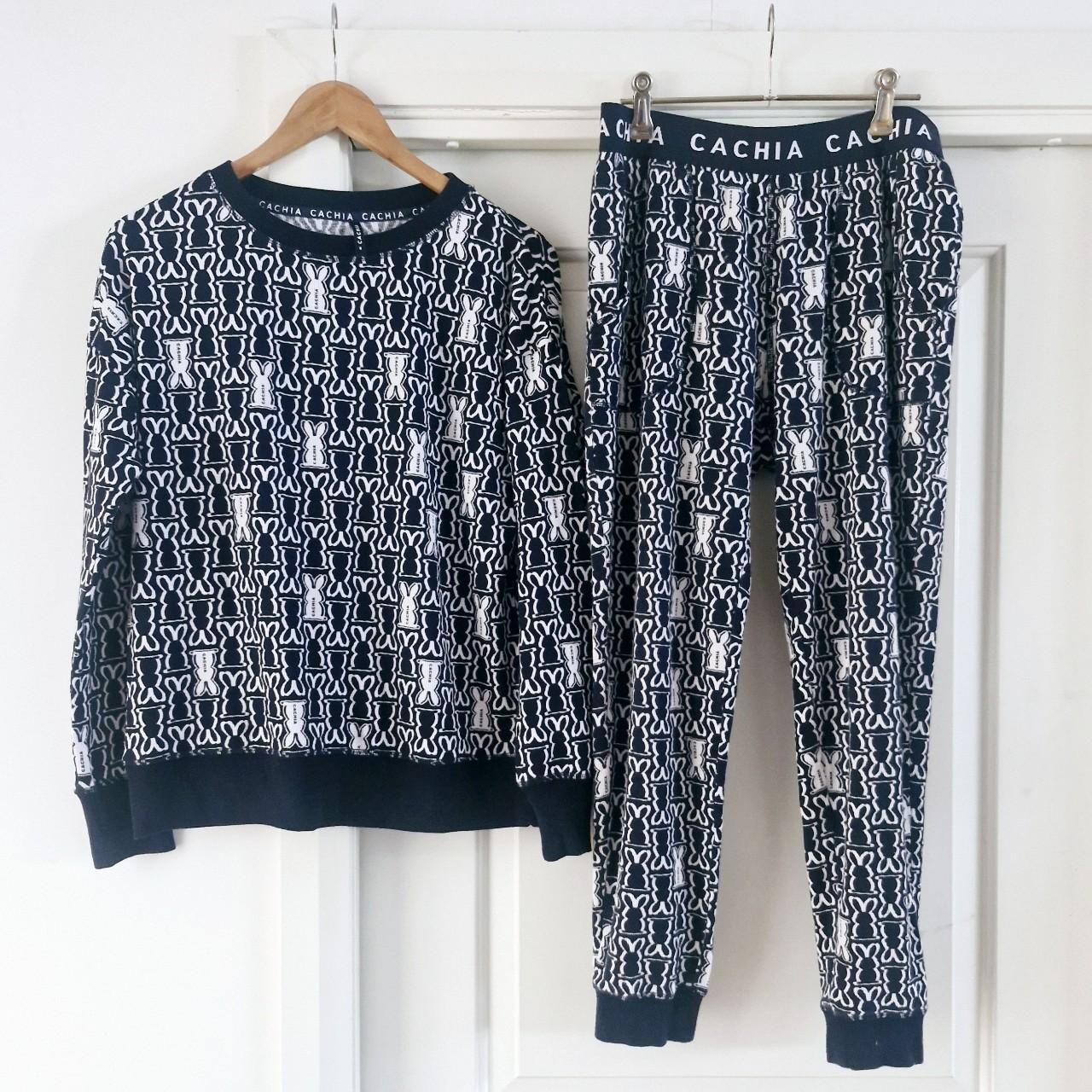 Cachia Easter Bunny Rabbit Pyjamas Navy and white... | Depop
