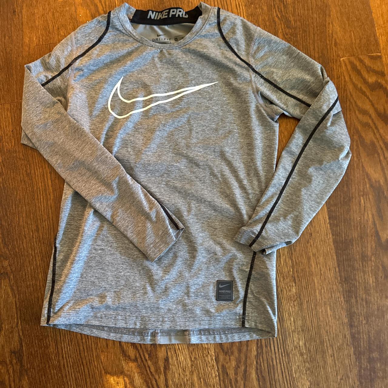 Grey Nike Pro Dri Fit long sleeve shirt Size medium... | Depop
