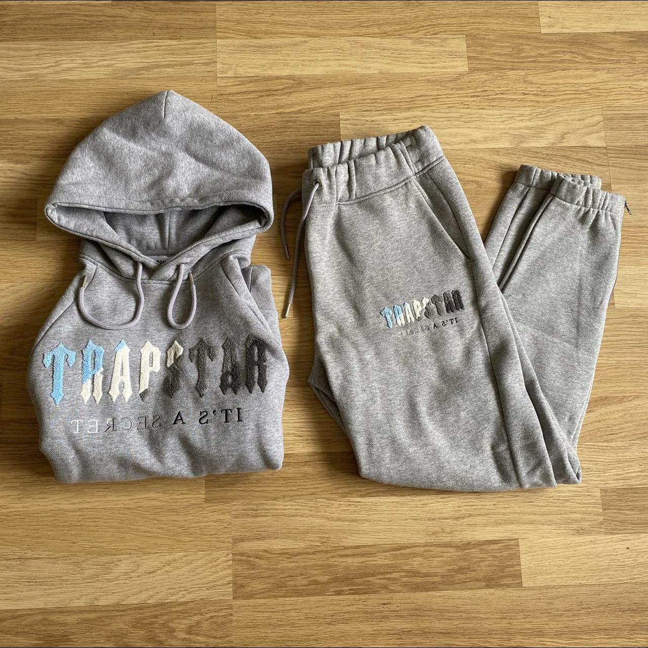 Trapstar ice grey chenille tracksuit. Size... - Depop