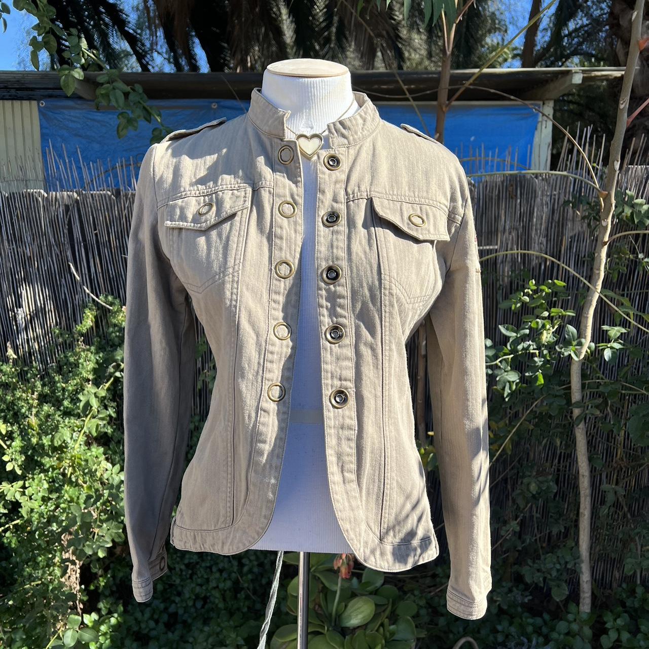 Y2K Grunge Jacket Olive green Embellished with... - Depop