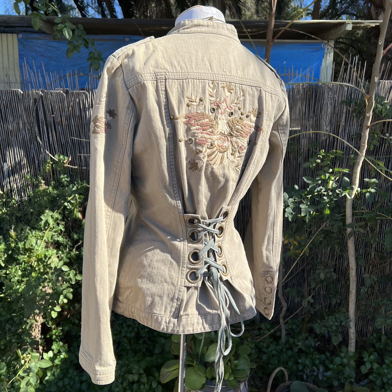 Y2K Grunge Jacket Olive green Embellished with... - Depop