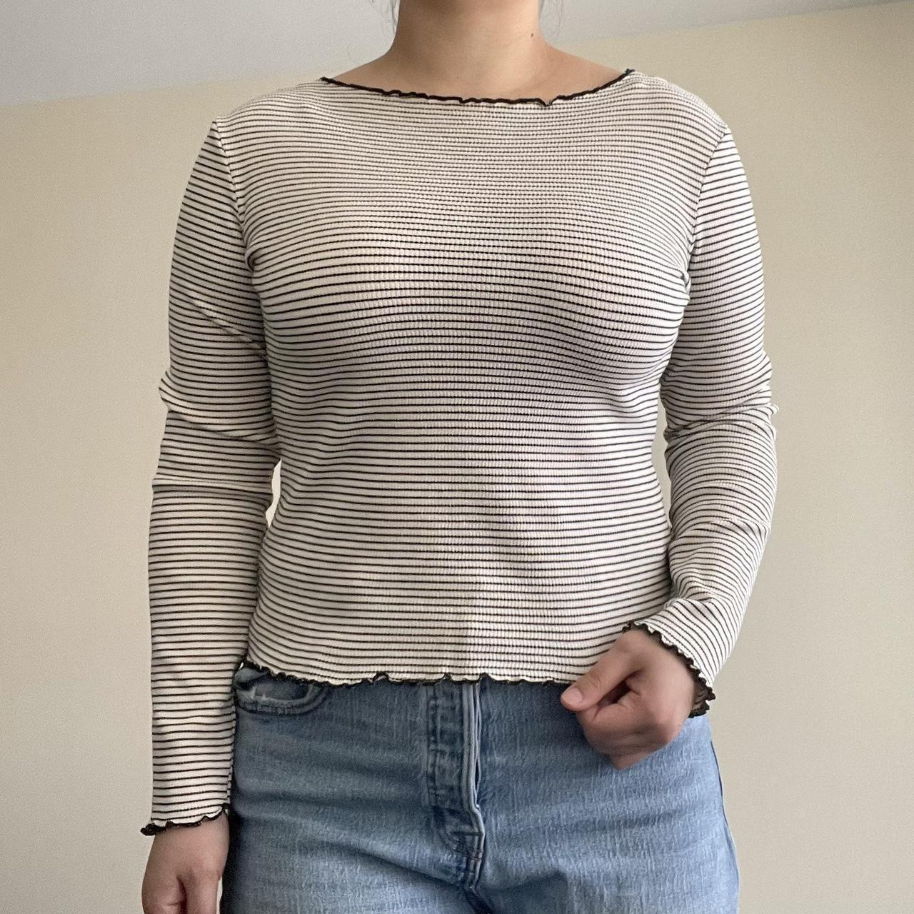 Shein Boatneck Striped Long Sleeves (Dazy), Size... - Depop