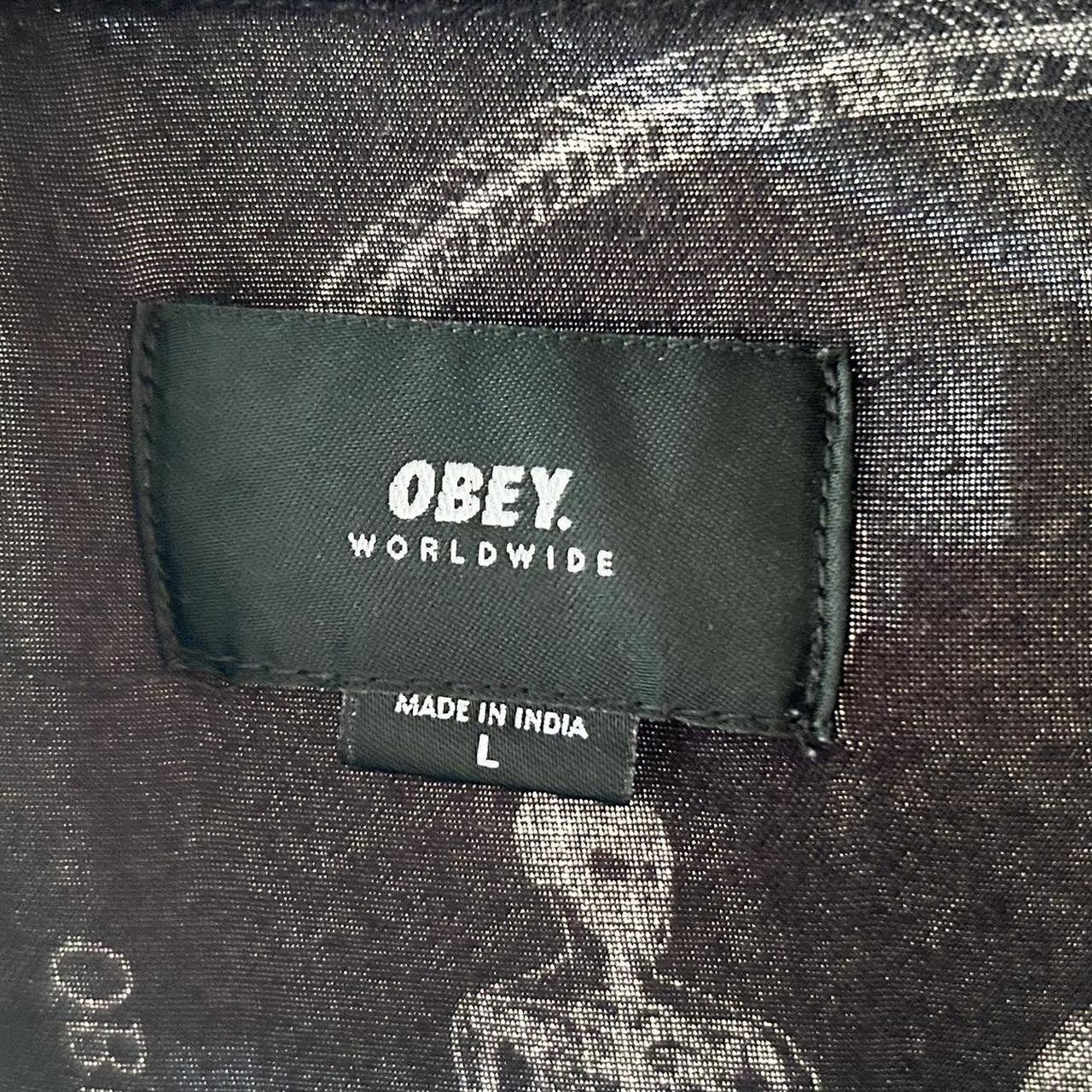 Black Obey skeleton button up shirt - Depop