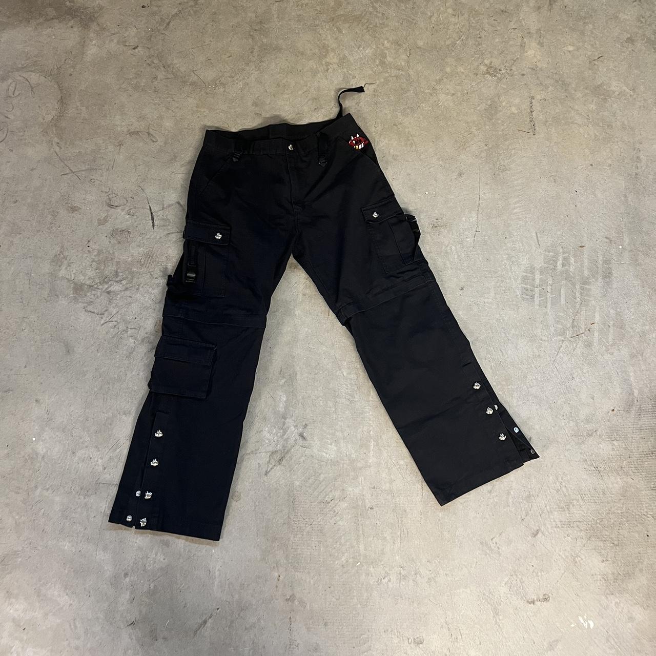 Ransom, black cargo pants missing one button on the... - Depop
