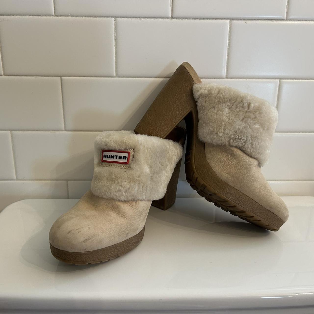 Hunter Clog Bootie heels Bruson Cream... - Depop