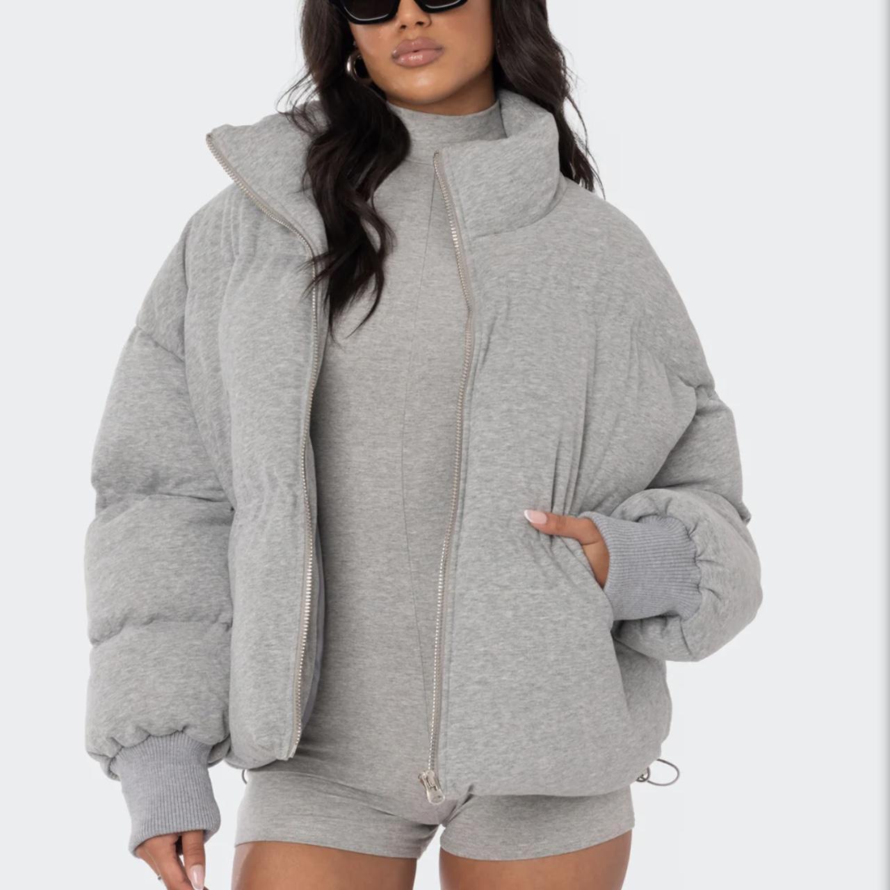 Gray Puffer from Edikted Size: L Perfect for fall 🍂... - Depop