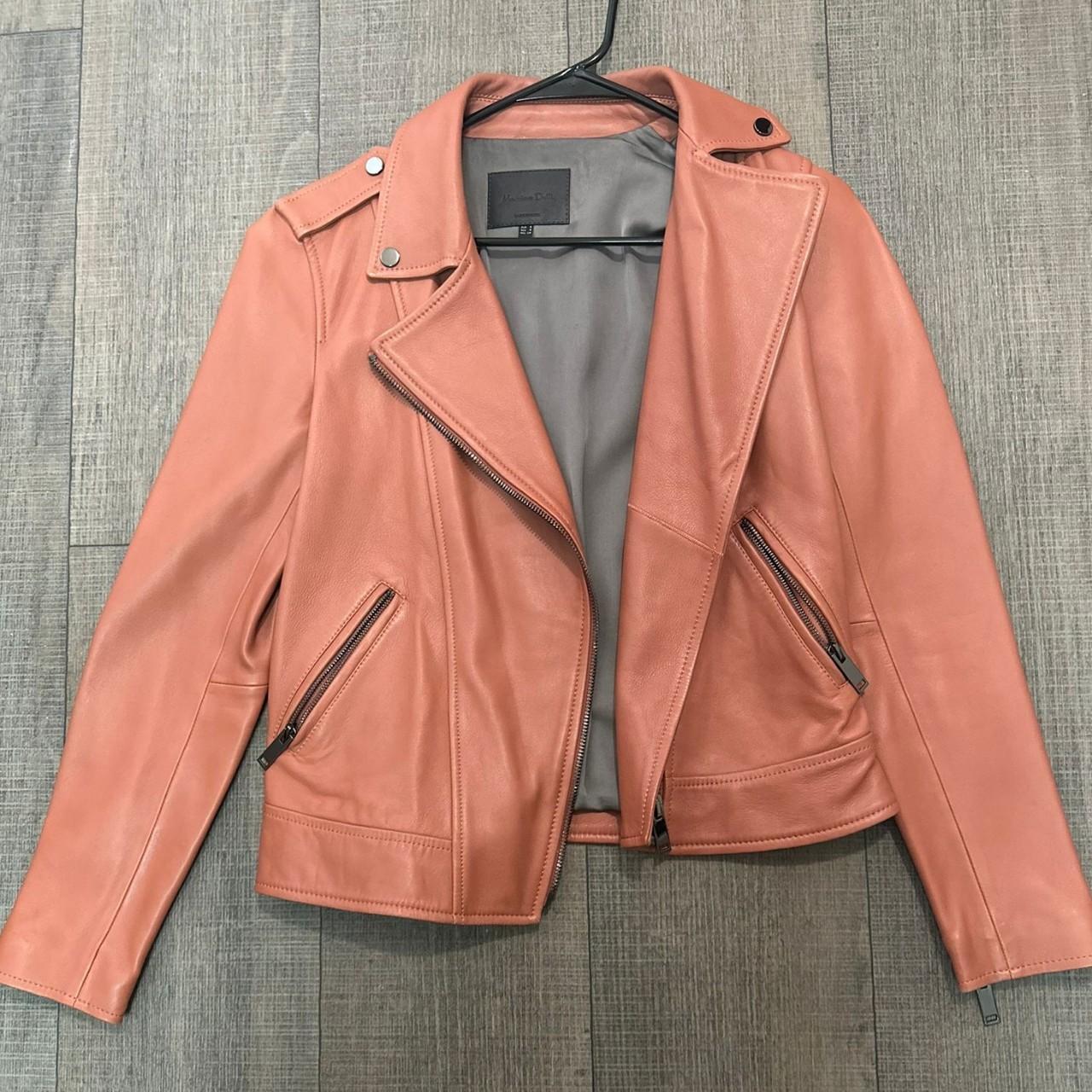 Massimo Dutti Nappa Leather Biker Jacket Size S Depop