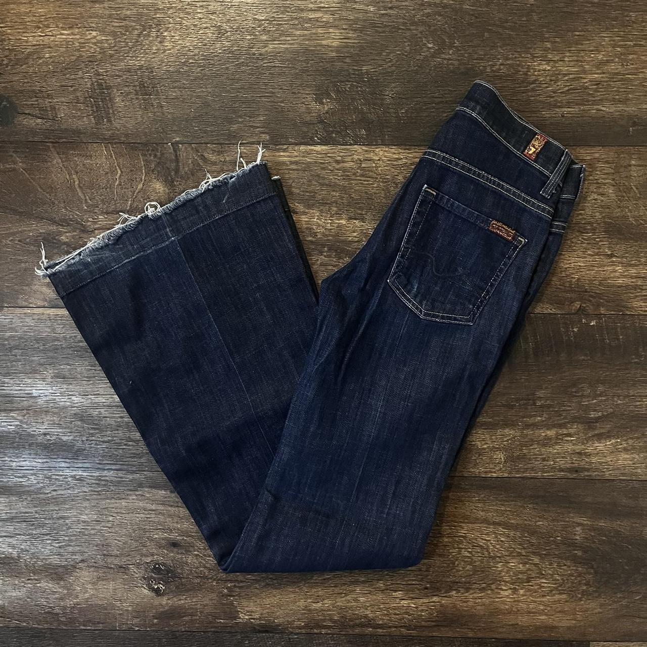 Navy blue 7 For All Mankind boot cut jeans with... - Depop