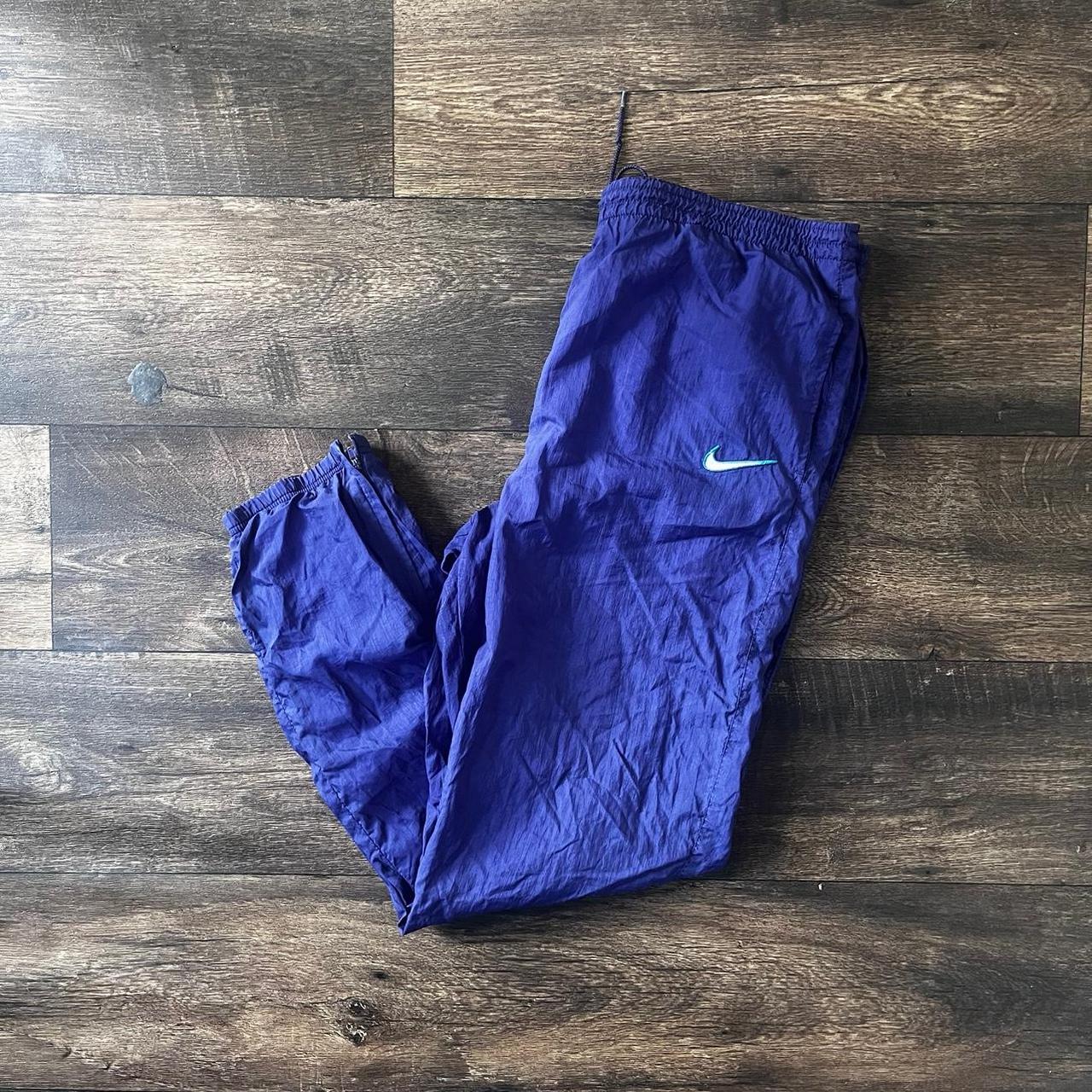 Nike purple and white embroidered nike logo track... | Depop