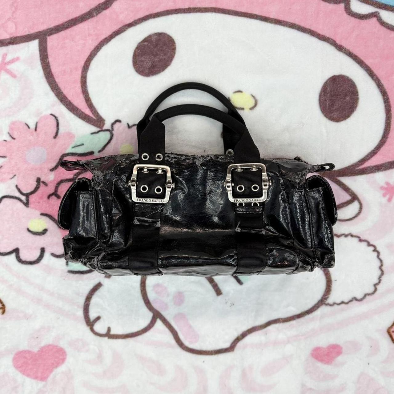 (Repop) Emo Black leather mini purse with silver... | Depop