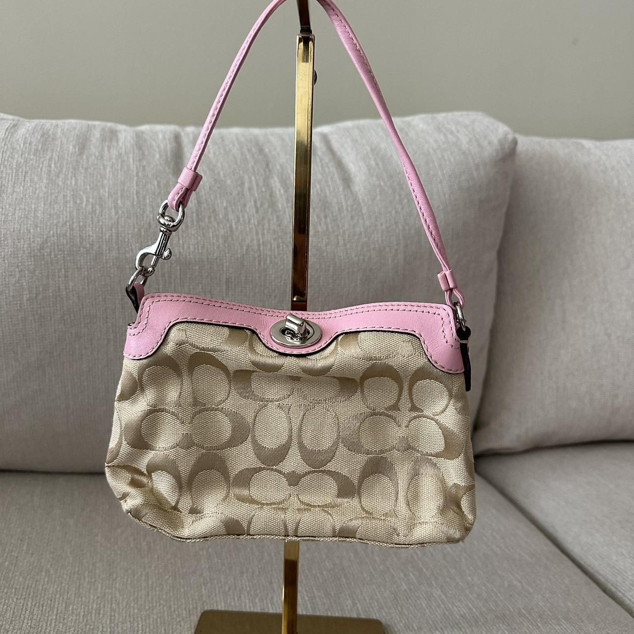 Coach mini purse Brown/pink Pink interior Turn... - Depop