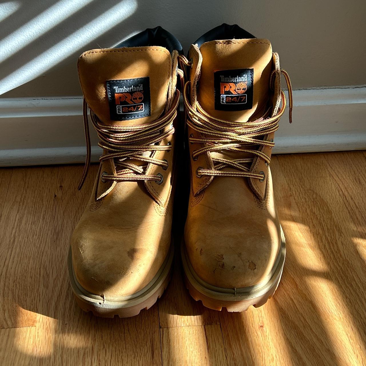 Worn Timberland Pro Boots (Soft Toe) (Scuffed in the... - Depop
