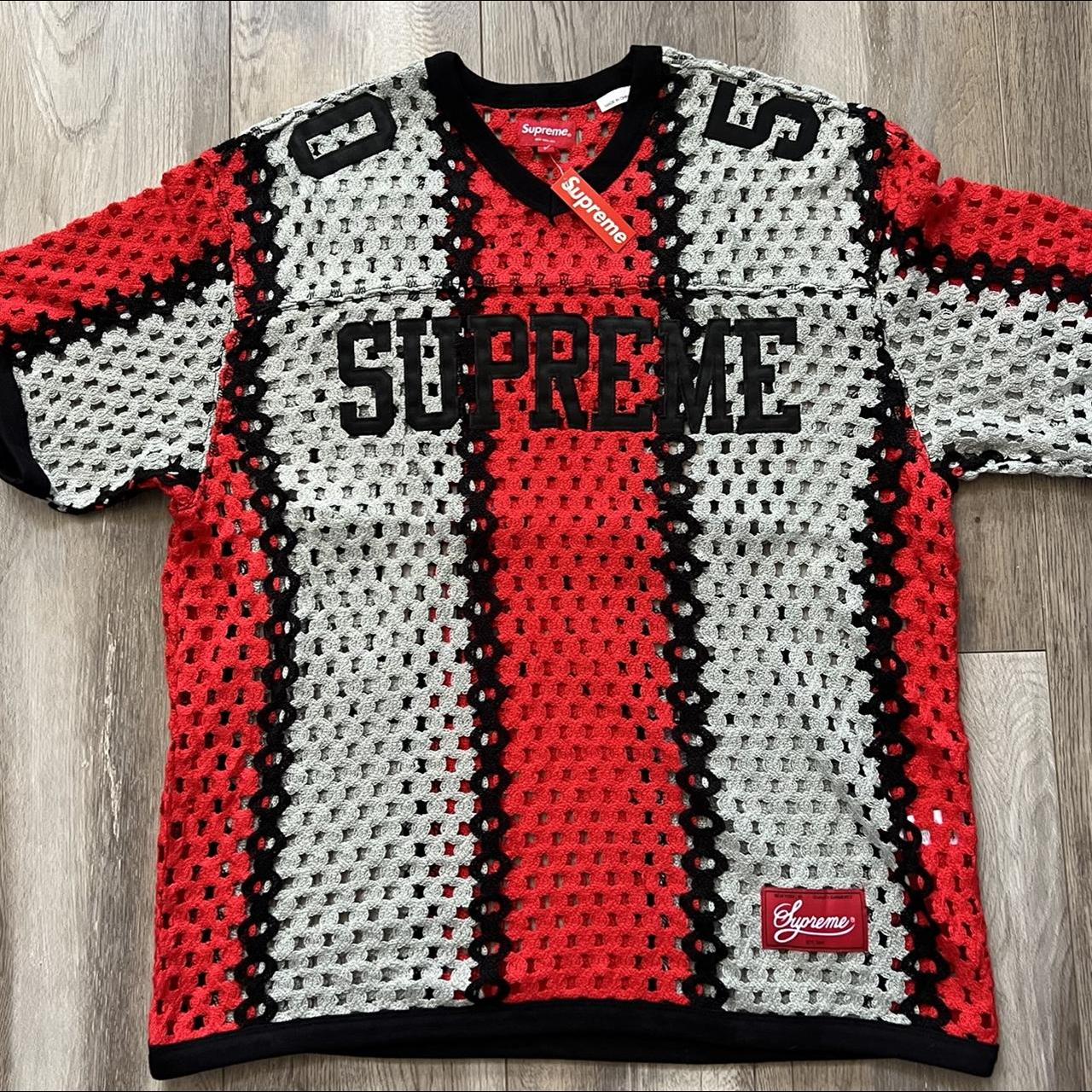 Supreme Crochet Knit Football Jersey Black... - Depop