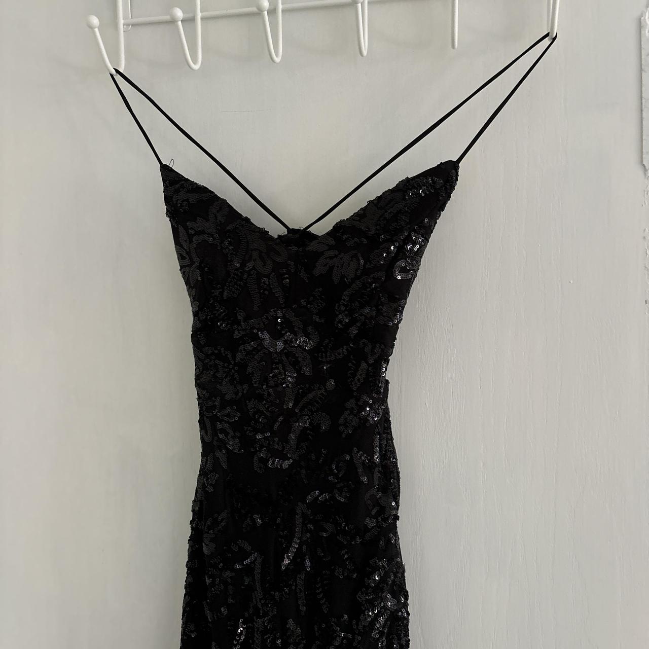 Black sequin dress with spaghetti straps and a... - Depop