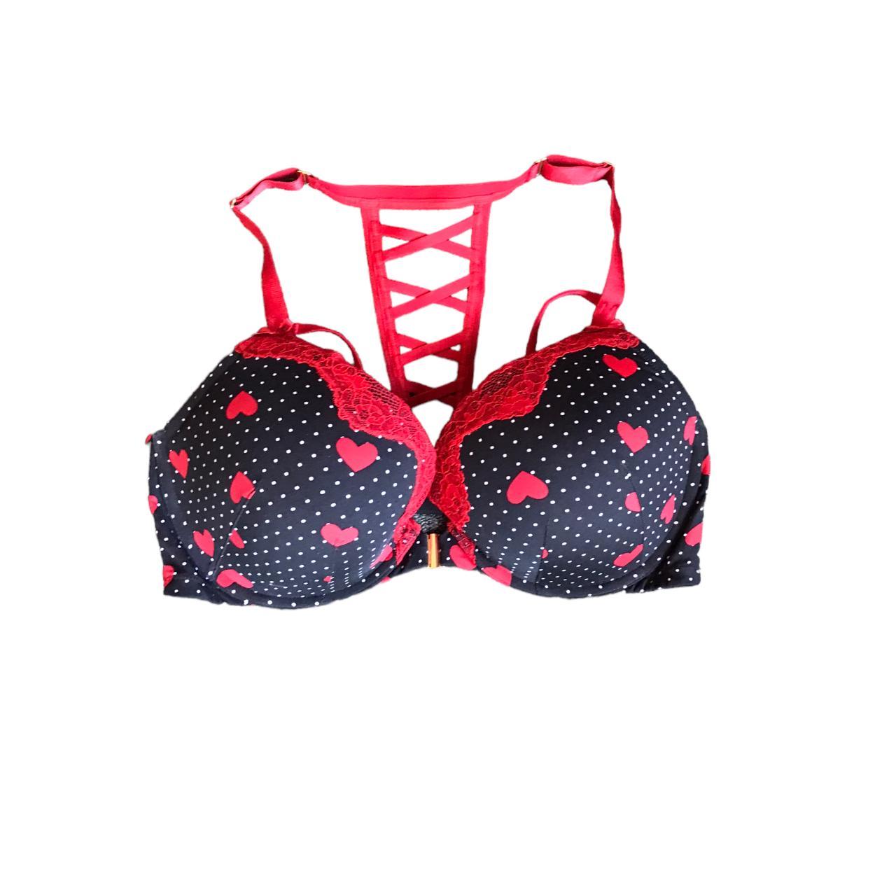 Cacique Black, White and Red Boost Plunge Racerback... - Depop