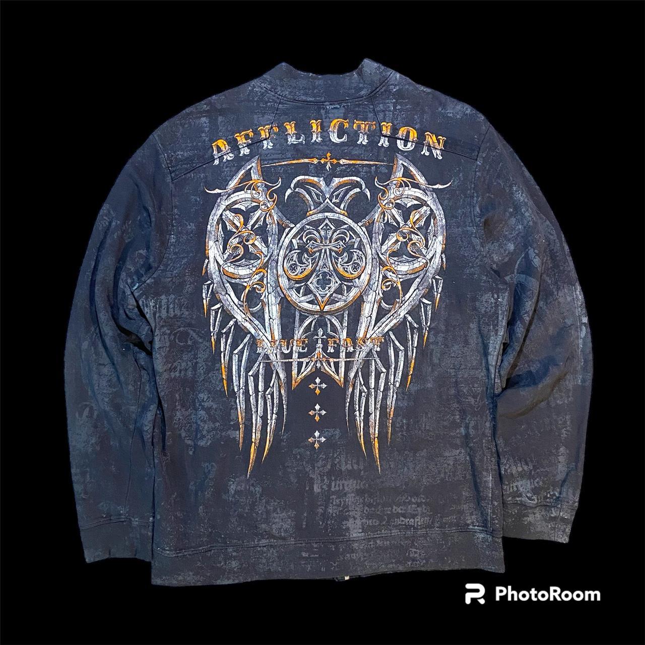 Men’s Affliction Zip Up Hoodie (Box A7) Vintage... - Depop