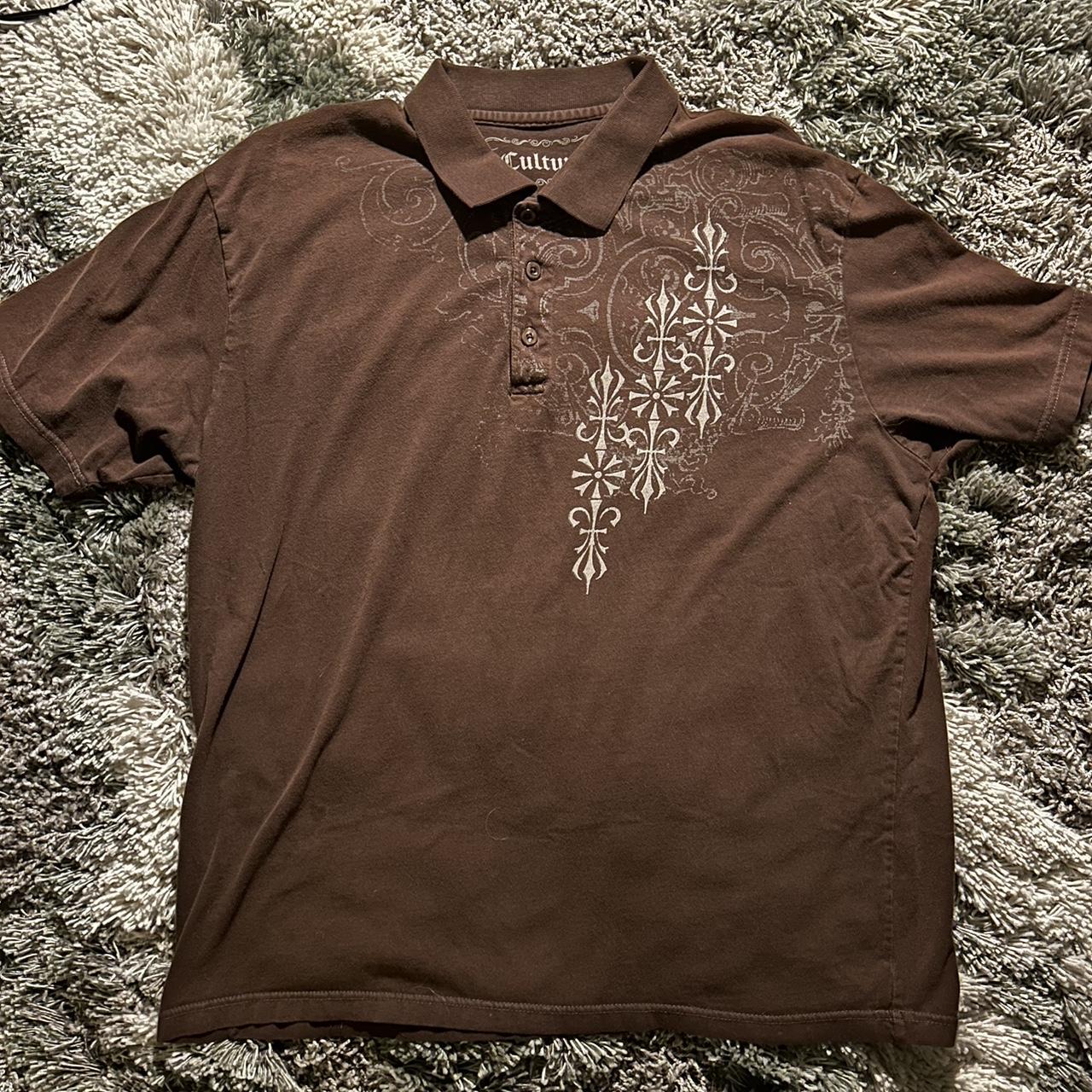 Y2K Cultura Polo fire graphic on the fron #y2k... - Depop