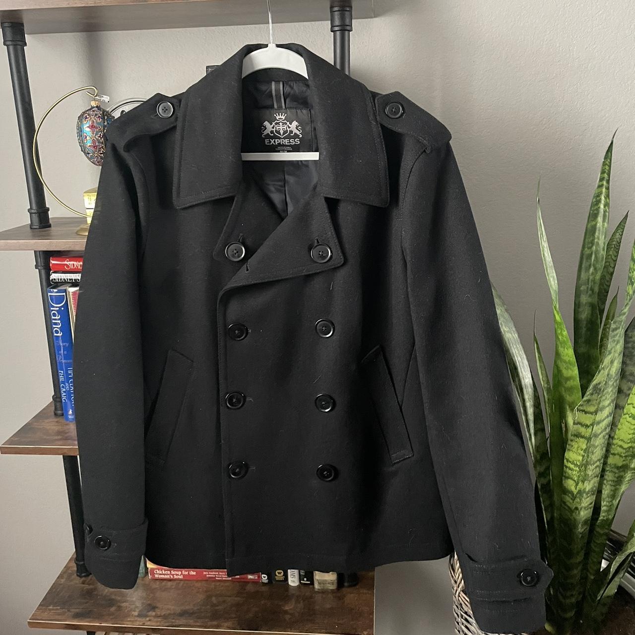 Men’s express peacoat in size medium. Model is 5’9,... - Depop