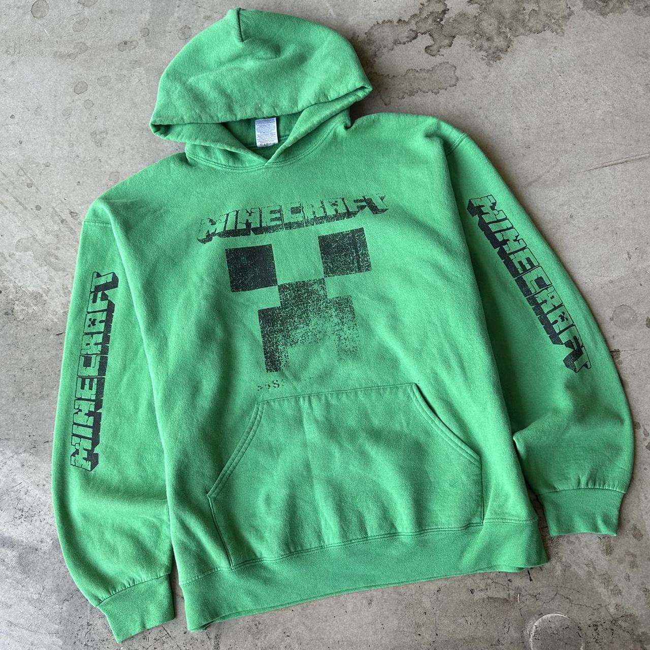 y2k grunge emo minecraft skate hoodie size... - Depop