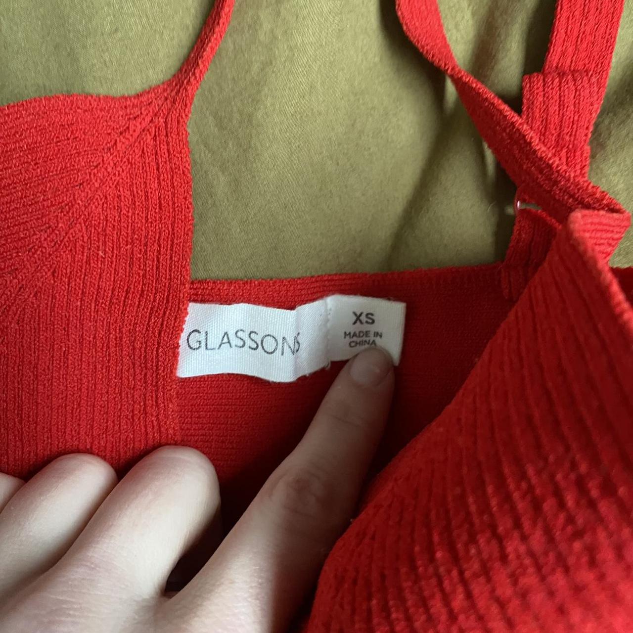 glassons red knit top adjustable straps worn once... - Depop