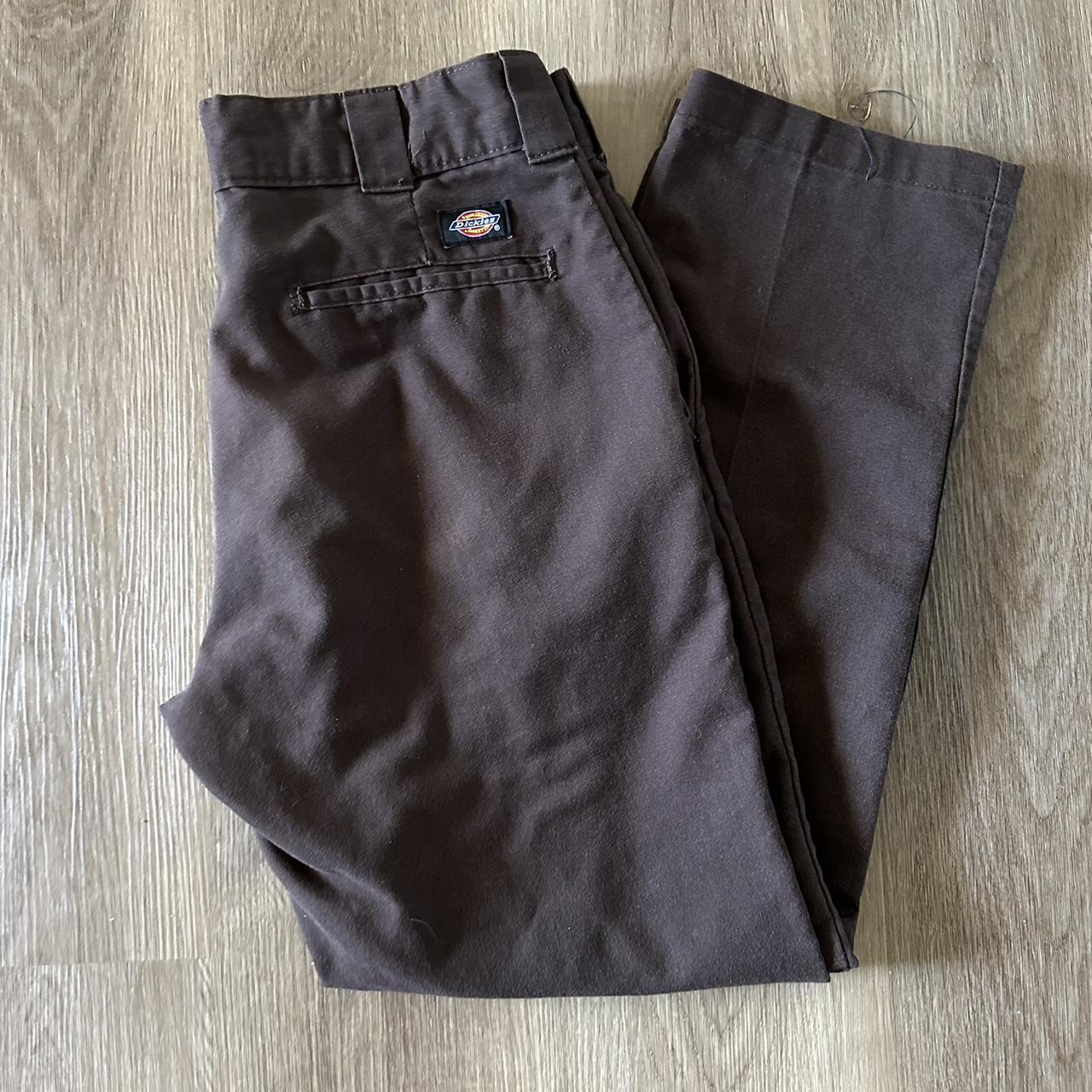 mens brown dickies size 33x30. Slim taper flex fit.... - Depop