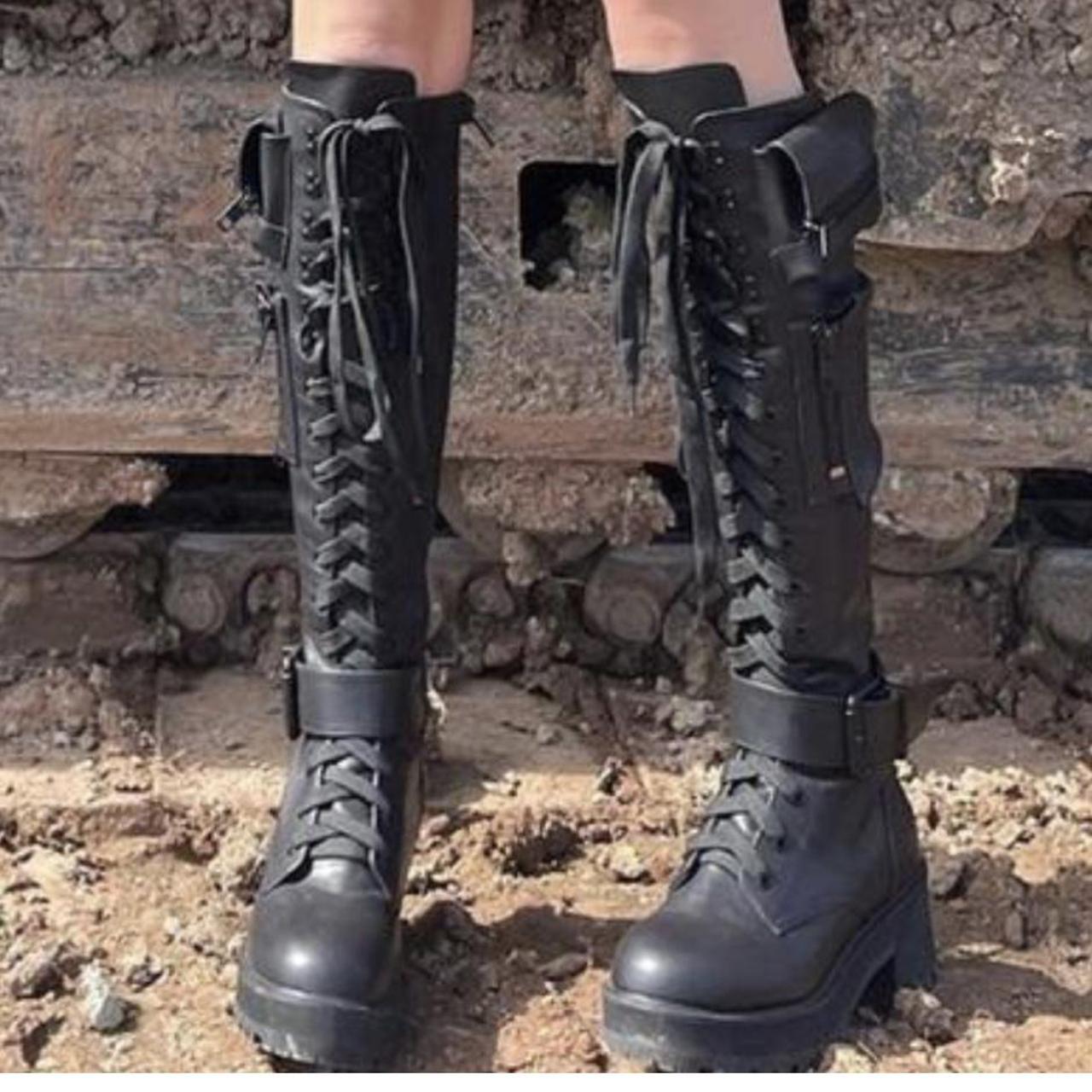 Obsidian pocket combat boot. Worn once!... - Depop