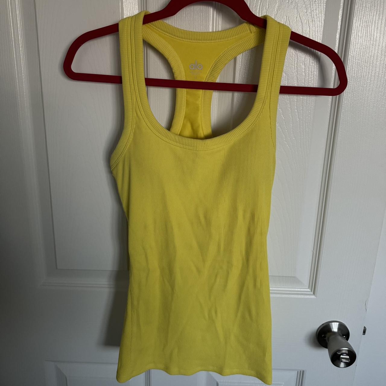 Alo yellow ribbed workout tank - Depop