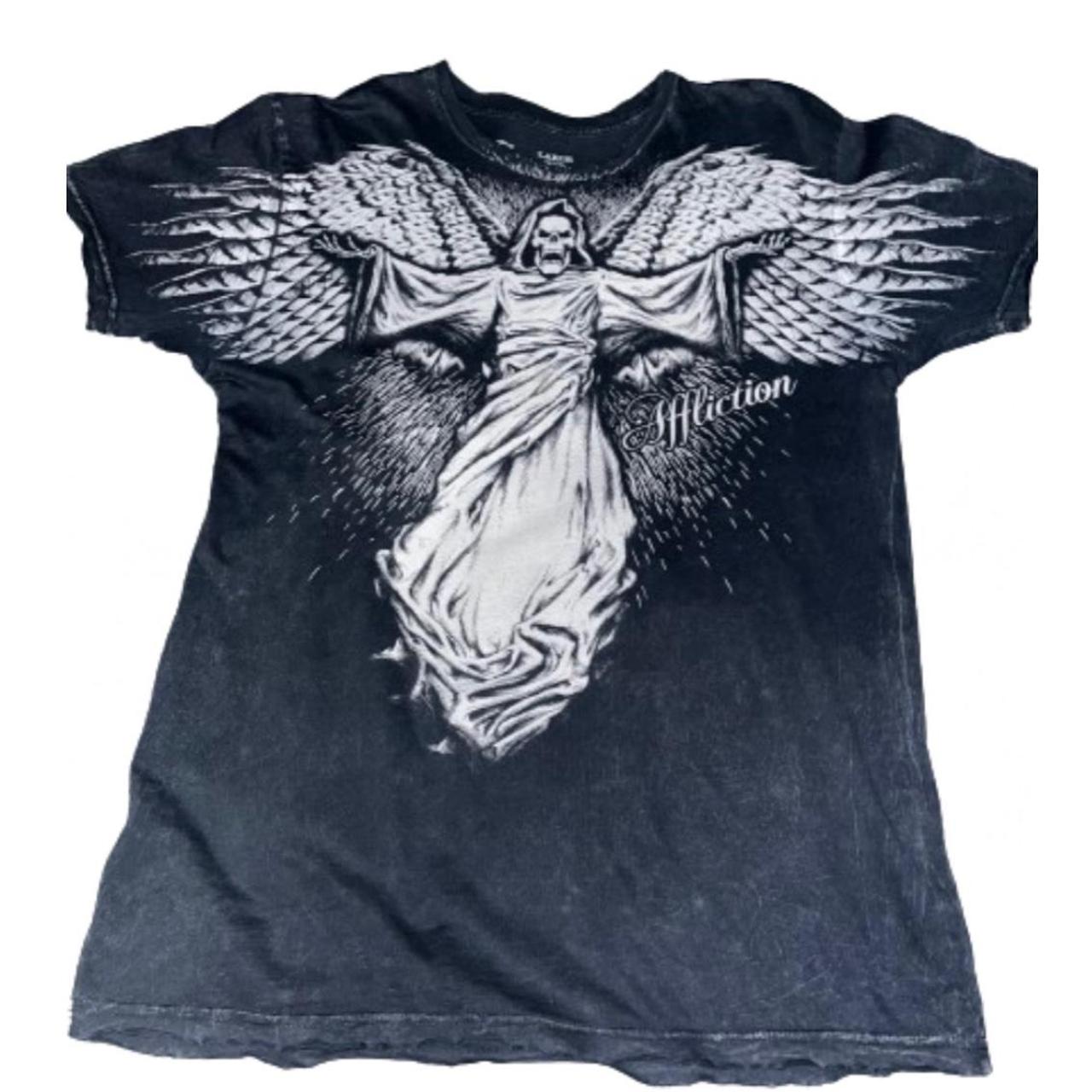 Rare Affliction T Shirt Grim Reaper w Angel... - Depop