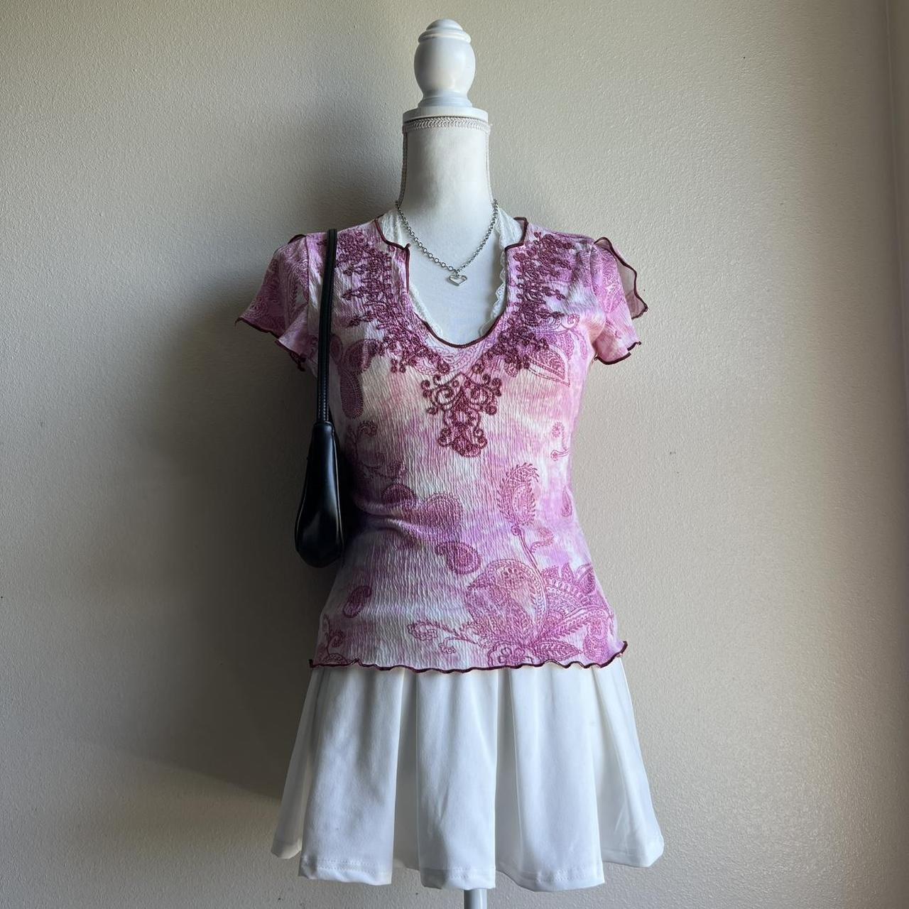 ANXIETY Pink and white vintage y2k fairy beaded... | Depop